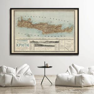 Old Map of Crete Island Greece Creta 1897 Vintage Poster Wall Art Print ...