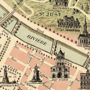 Old Map of Lyon France 1894 Vintage Map of Lyon Vintage Poster Wall Art ...