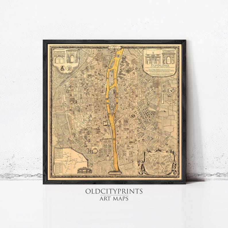 Old Map of Paris France 1710 Vintage Map | Wall Map Print - Etsy