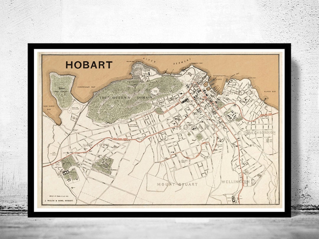 Old Map of Hobart Australia 1893 Vintage Map | Vintage Poster Wall Art ...