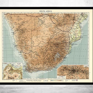 Old Map of South Africa Africa Du Sud Vintage Map | Vintage Poster Wall ...