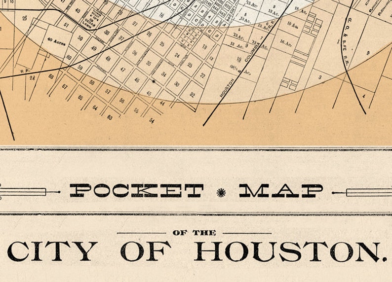 Old Map of Houston Texas 1890 Vintage Map Vintage Poster - Etsy