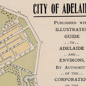 Vintage Map of Adelaide City , Australia Oceania 1906 Vintage Poster ...