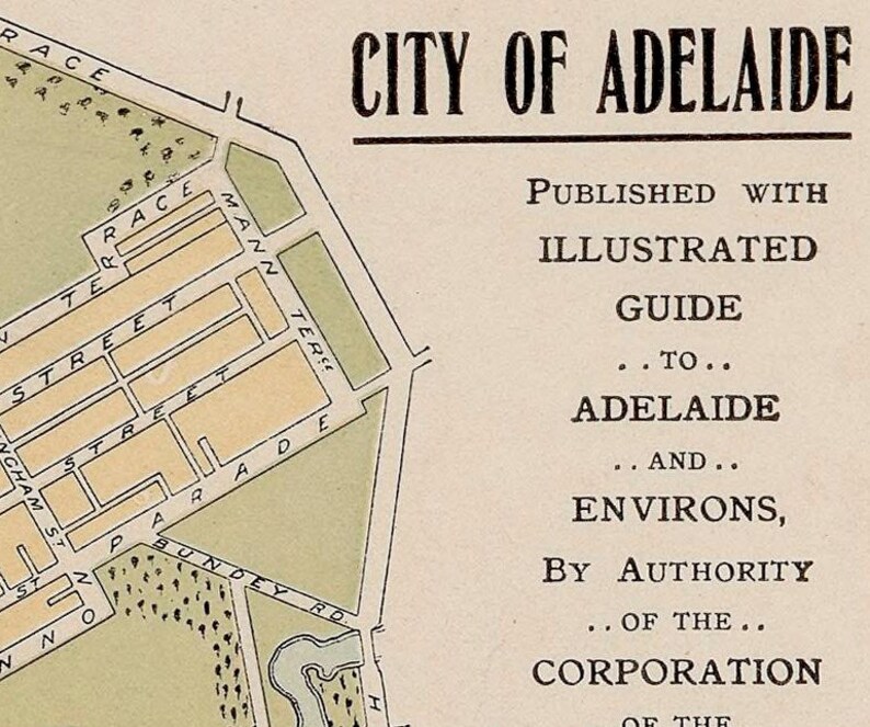 Vintage Map of Adelaide City Australia Oceania 1906 - Etsy