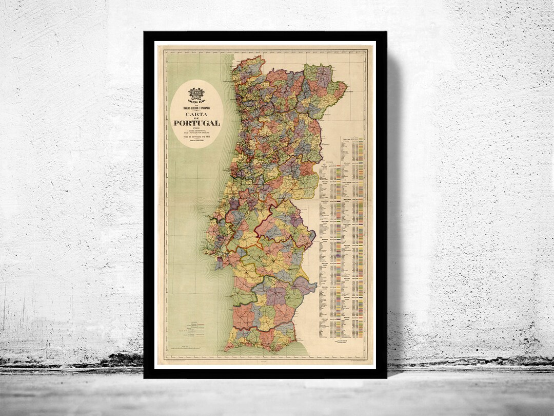 Old Map of Portugal 1912 Mapa De Portugal Vintage Map | Vintage Poster ...