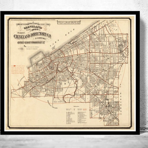Old Map of Cleveland and Suburbs 1912 Vintage Map Vintage - Etsy