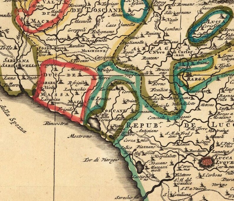 Old Map of Tuscany Toscana Italy 1708 Vintage Map Vintage | Etsy
