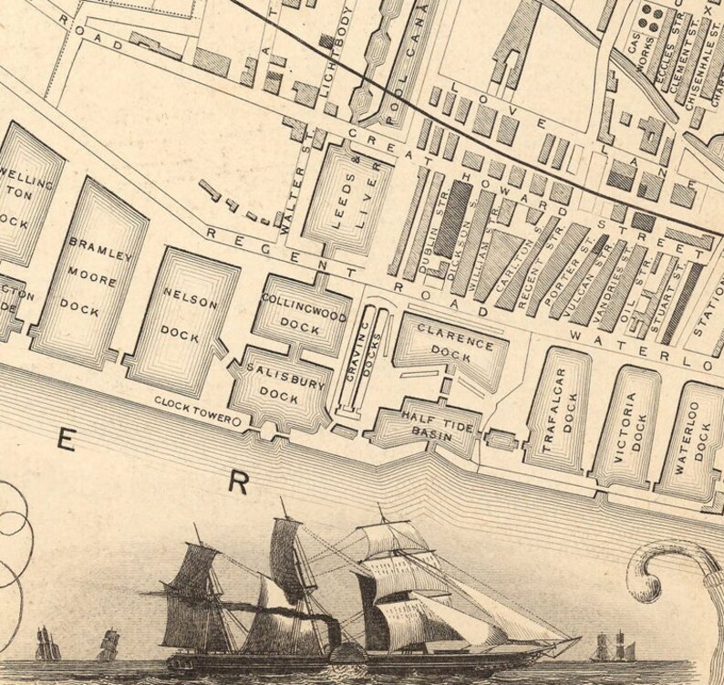 Old Map of Liverpool 1851 UK Vintage Map Vintage Poster Wall - Etsy