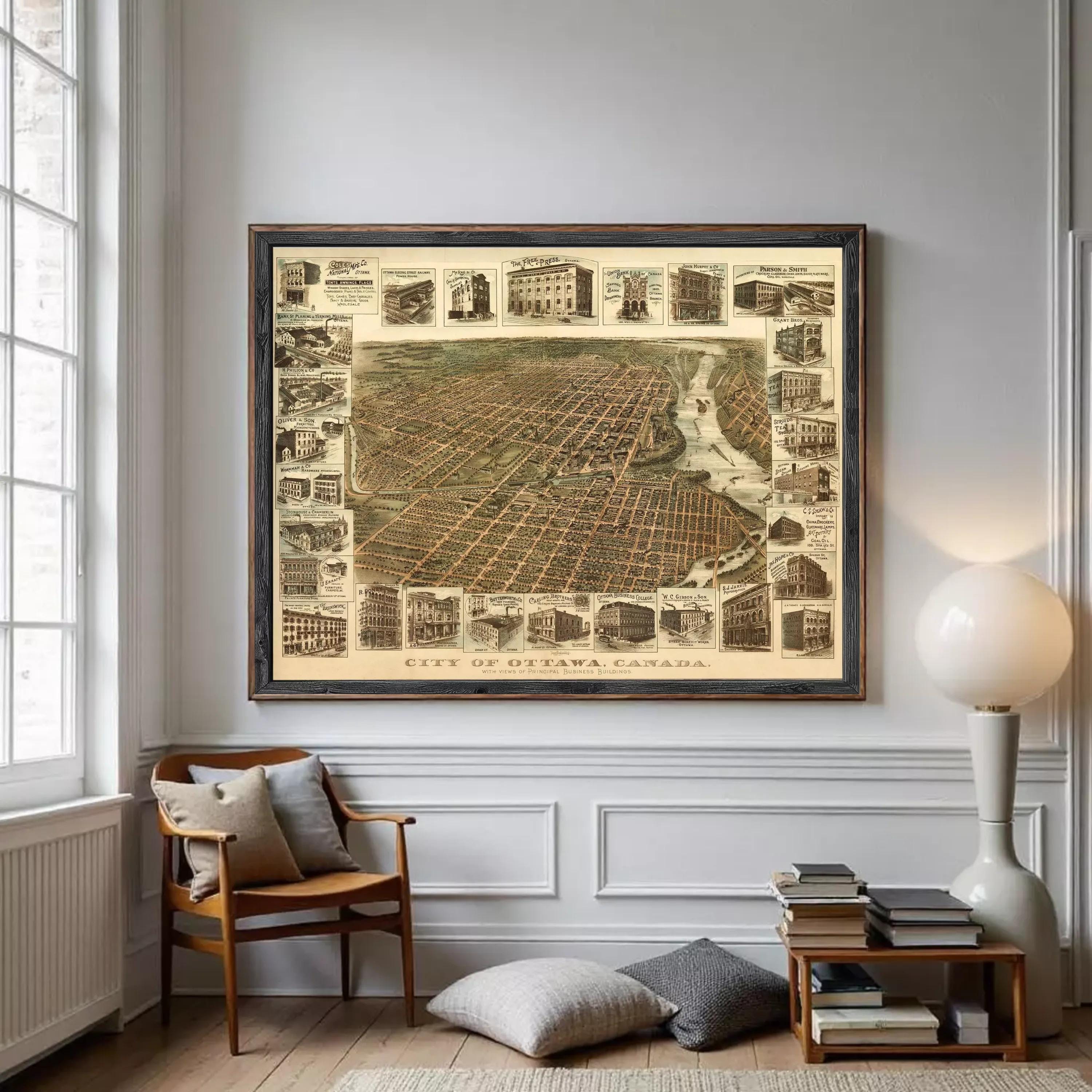 Old Map of Ottawa Canada 1895 Panoramic View | Wall Map Print - Etsy Canada