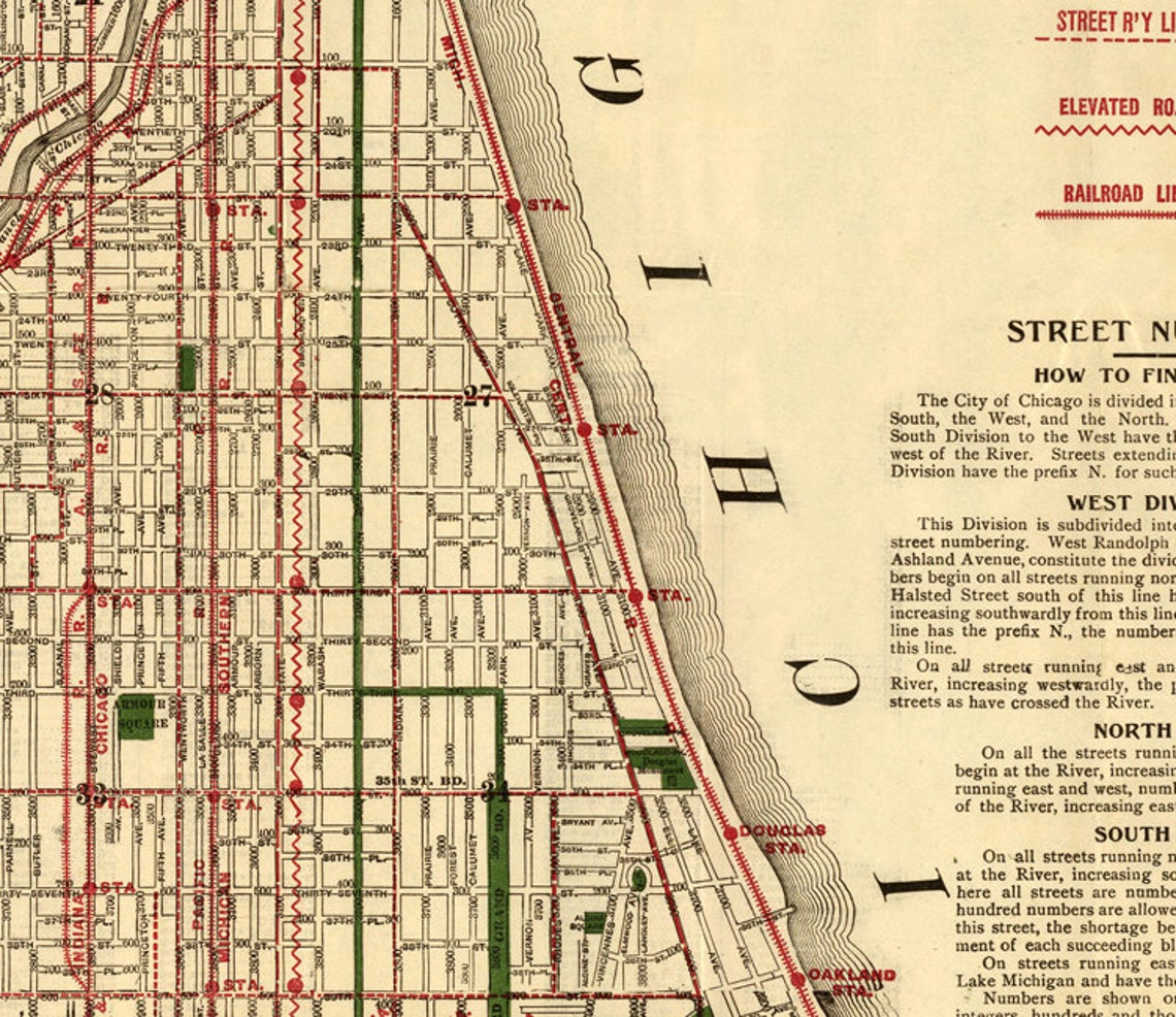 Old Map of Chicago 1906 Vintage Map Vintage Poster Wall Art - Etsy