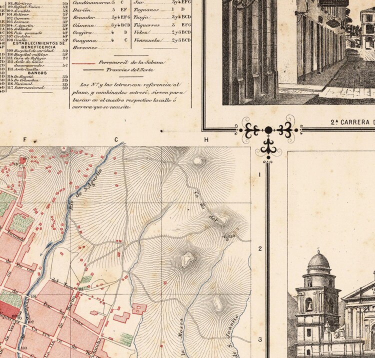 Old Map of Bogotá Colombia 1890 Vintage Map Vintage Poster - Etsy