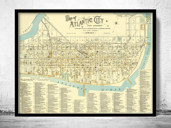 Old Map Old Atlantic City New Jersey 1891 Vintage Map - Etsy