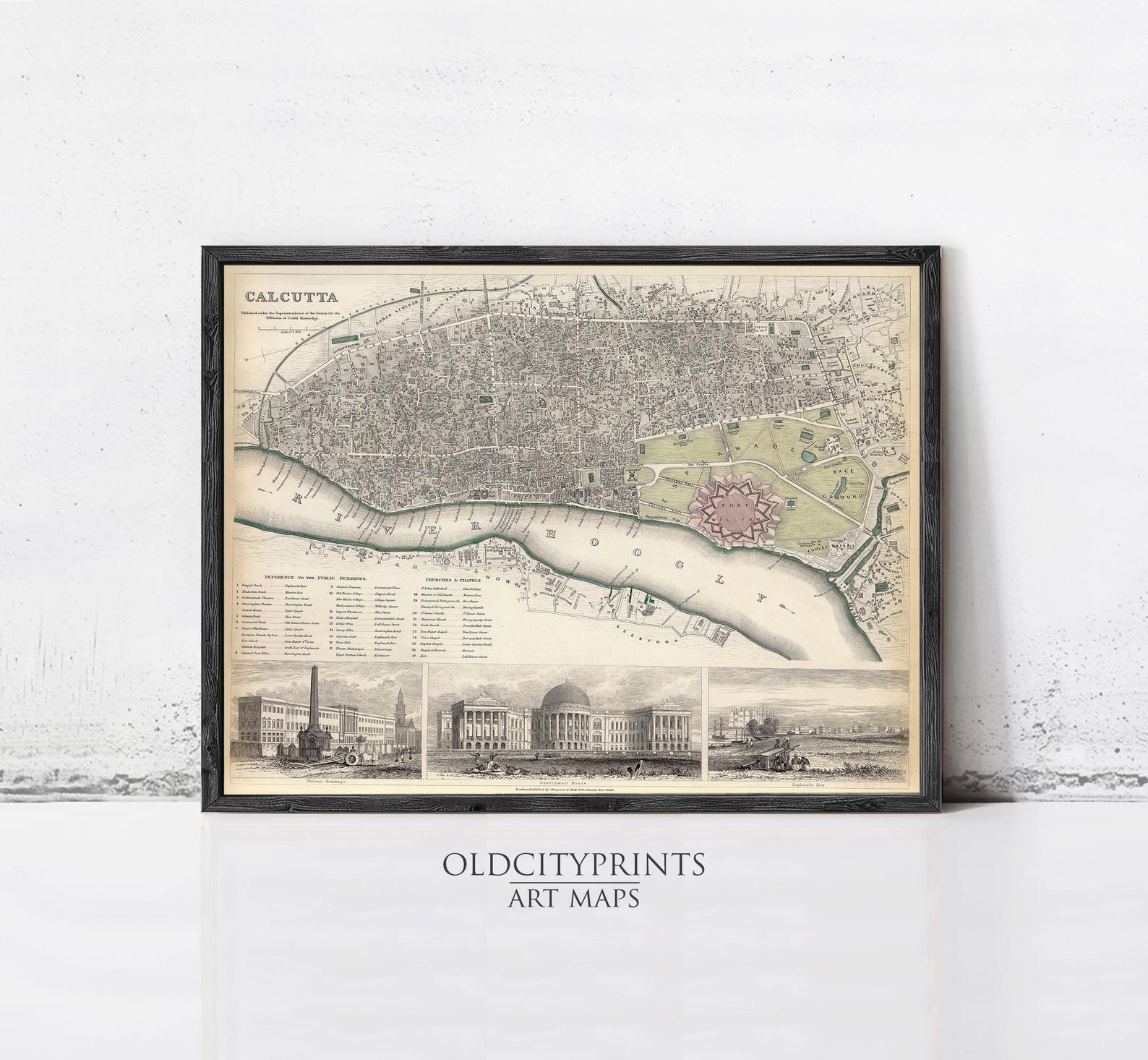 Old Map of Calcutta Kolkata India 1842 Vintage Map | Wall Map Print - Etsy