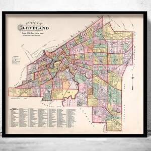 Old Map of Cleveland 1892 Vintage Map Vintage Poster Wall Art Print ...