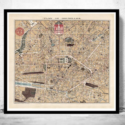 Old Map of Brussels Bruxelles Belgium 1924 Vintage Map - Etsy