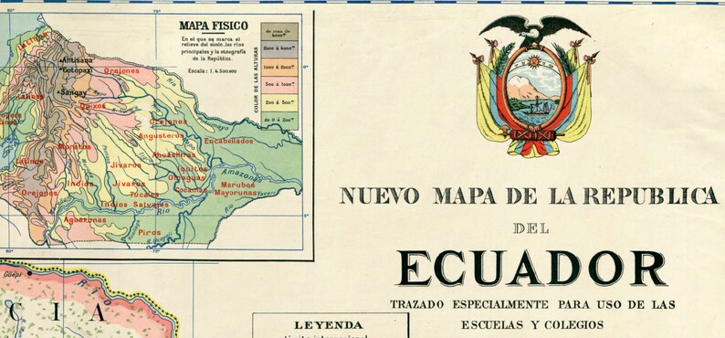 Old Map of Ecuador 1902 Equator Republic Vintage Map Vintage - Etsy