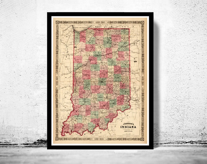 Old Map of Indiana (1827) Vintage IN State & County Atlas Poster - Etsy