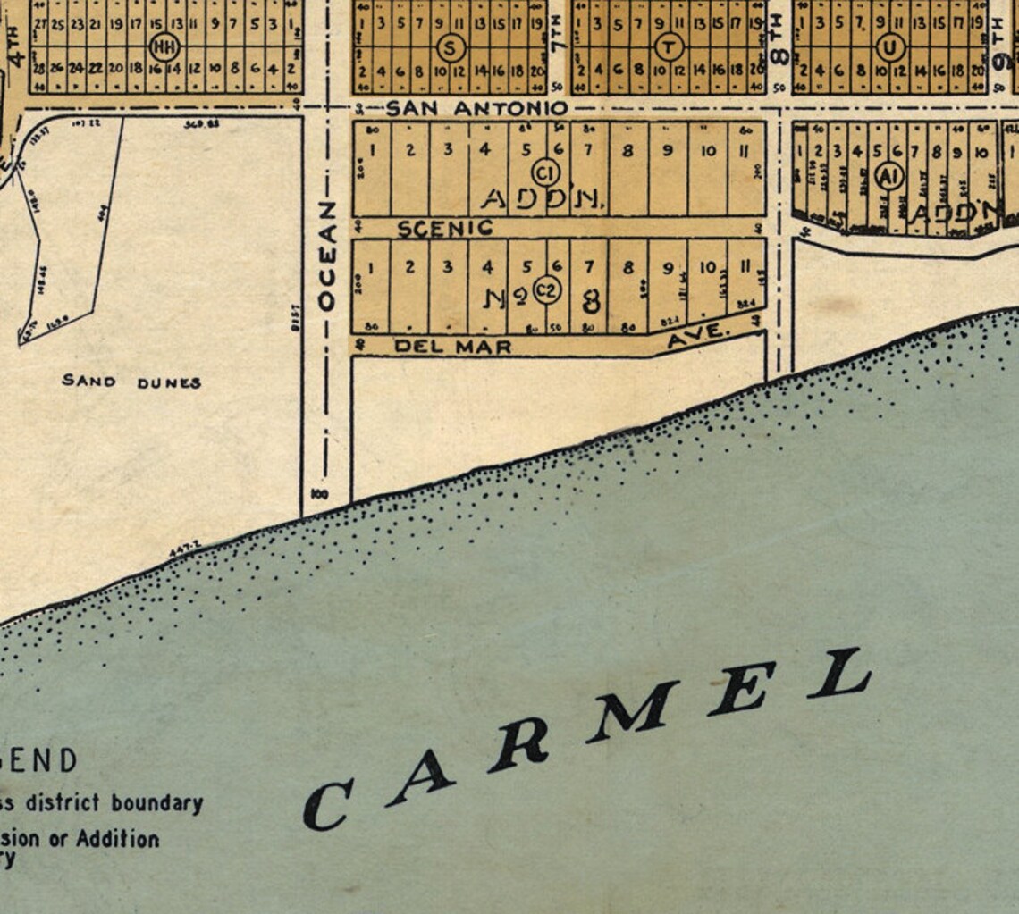Old Map of Carmel by the Sea California 1920 Vintage Poster | Etsy