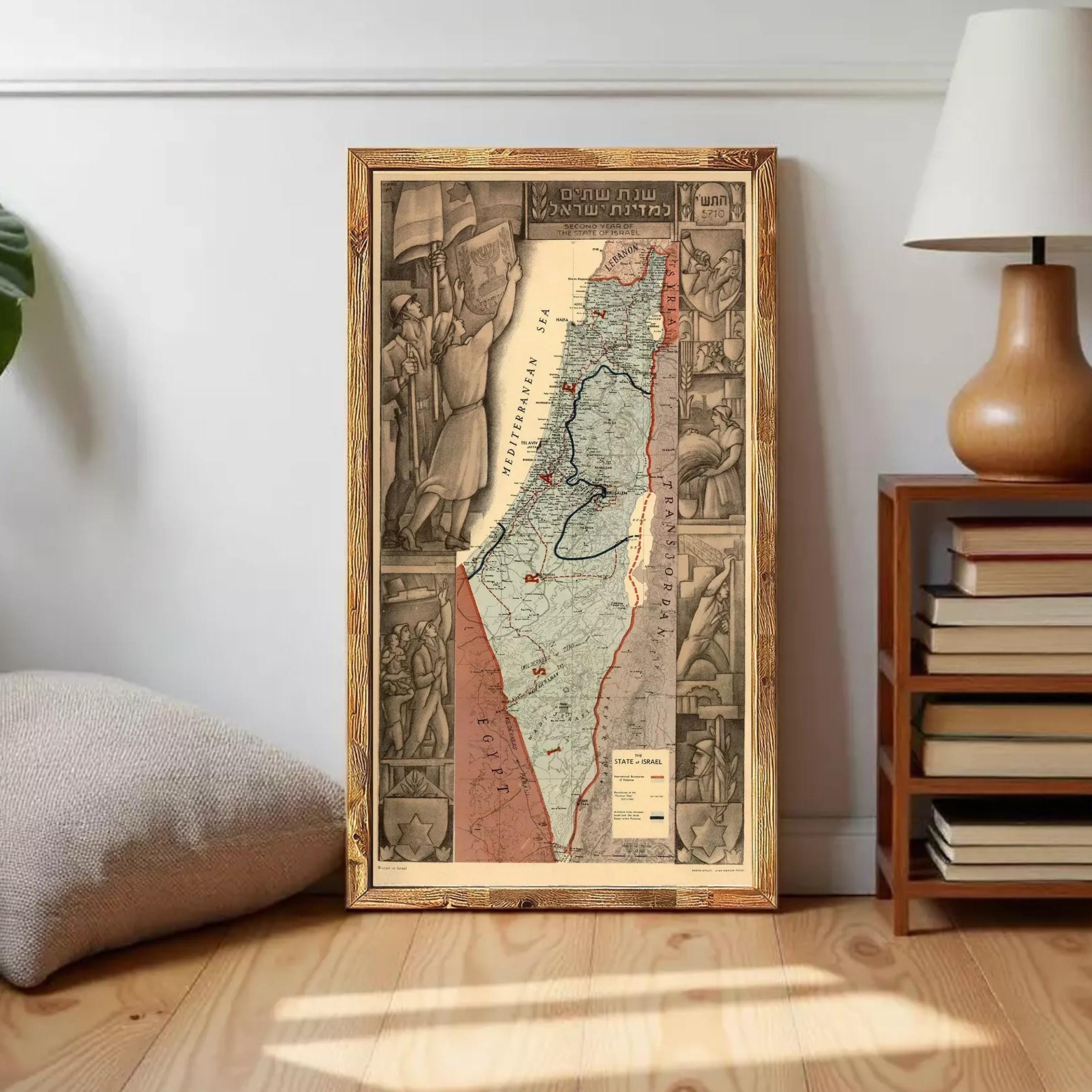 Old Map of Israel and Palestine Boundaries 1950 | Wall Map Print - Etsy