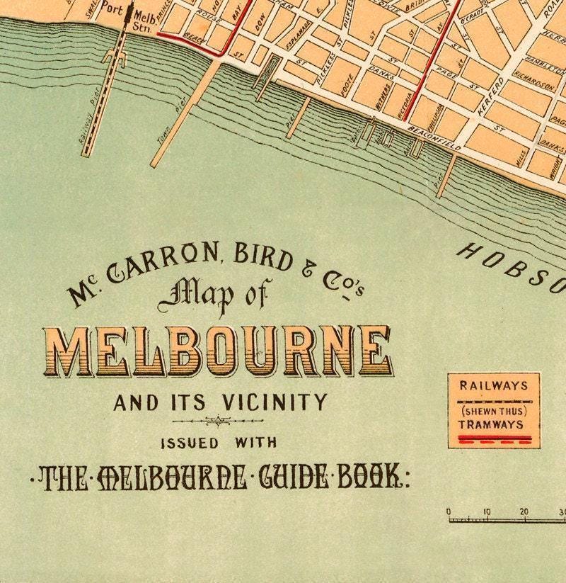 Old Map of Melbourne City 1913 Australia | Wall Map Print - Etsy