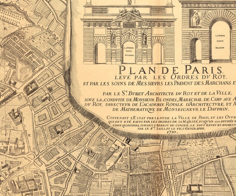 Old Map of Paris France 1710 Vintage Map Vintage Poster Wall - Etsy
