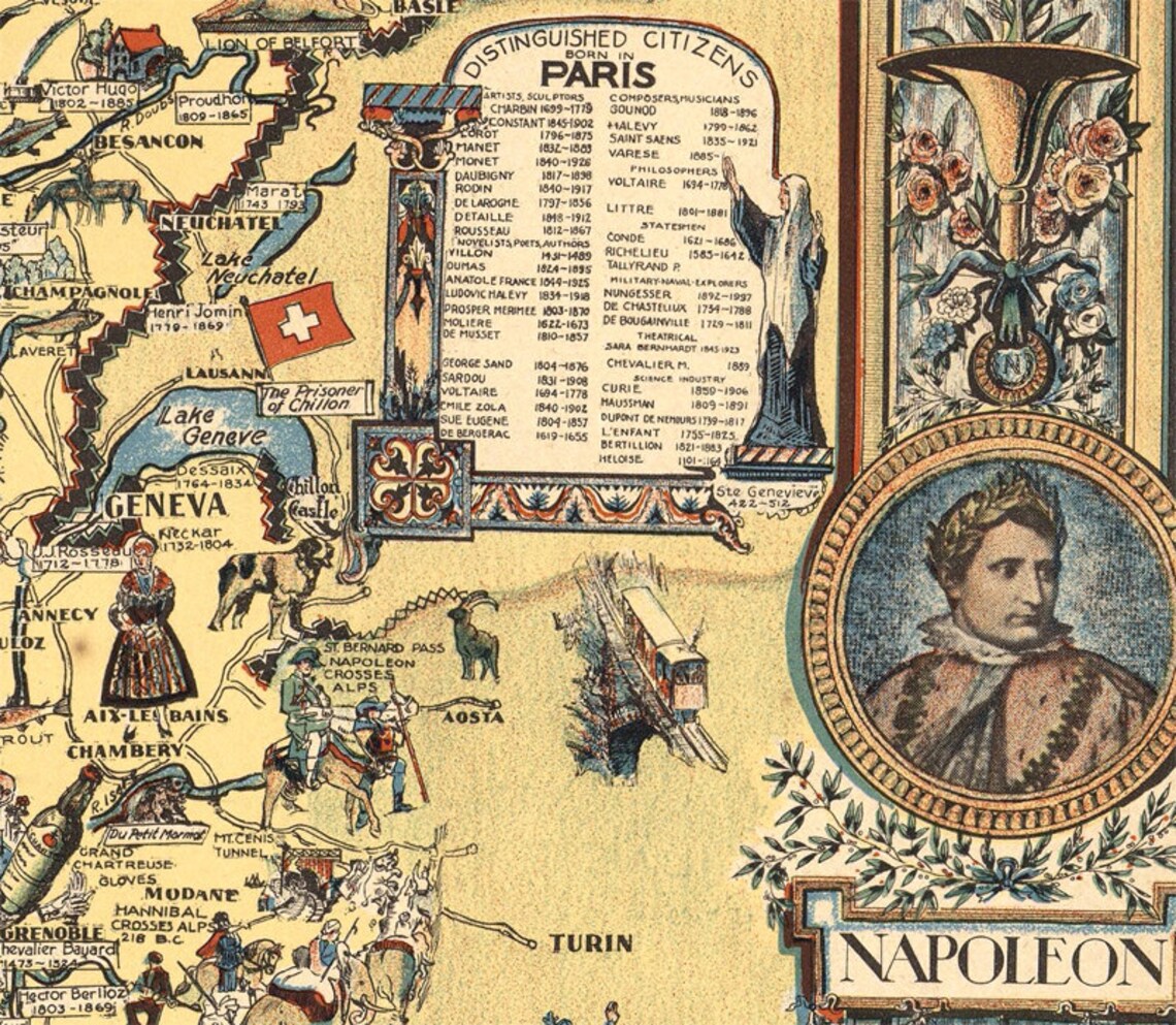 Old Map of France Story Map 1936 Vintage Map of France | Etsy