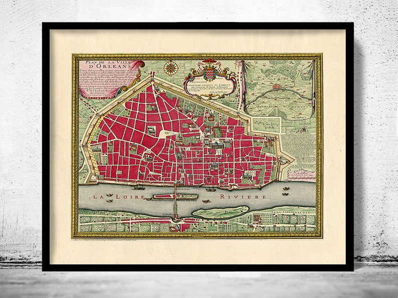 Old Map of Orleans France 1700 Vintage Map Vintage Poster - Etsy