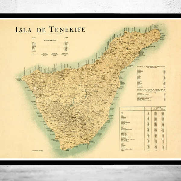 Tenerife Old Map - Etsy