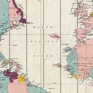 Old World Map Atlas Time Zone Chart 1937 Vintage Map | World Map Gift ...