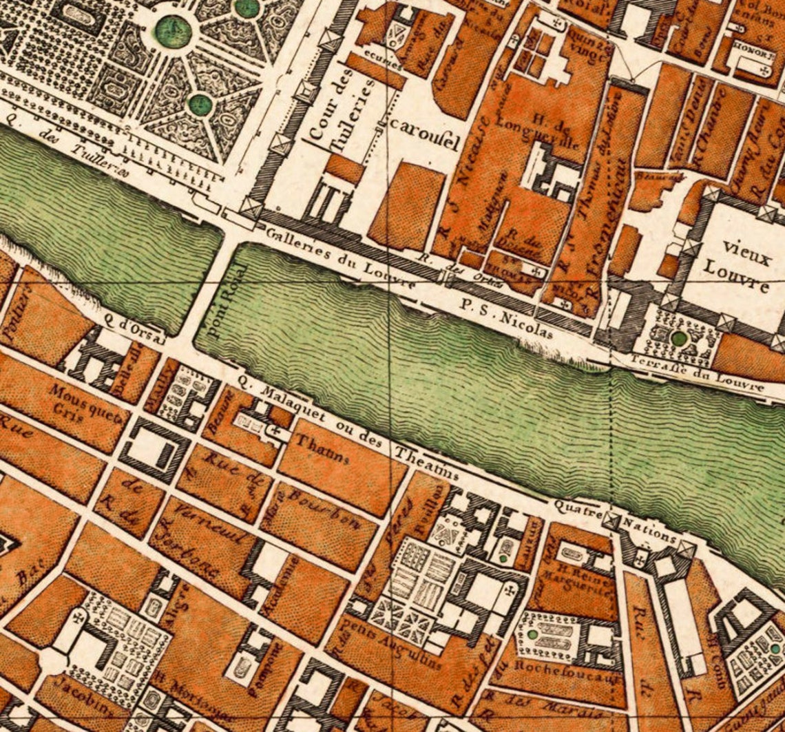 Old Map of Paris 1744 Vintage Map of Paris Vintage Poster | Etsy