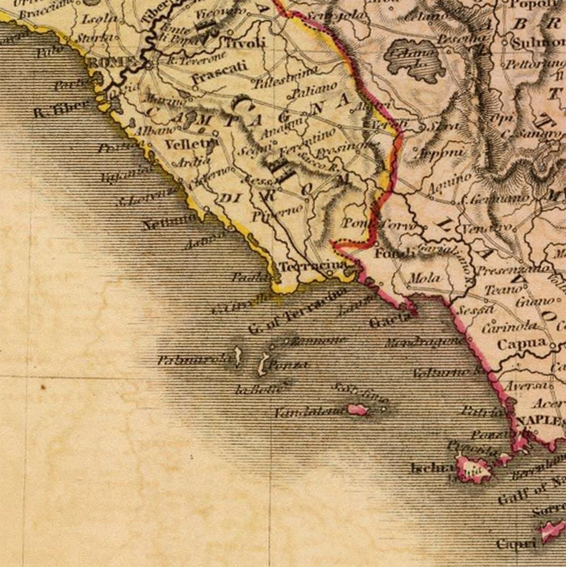 Old Map of Italy 1831 Vintage Map of Italy Vintage Poster - Etsy