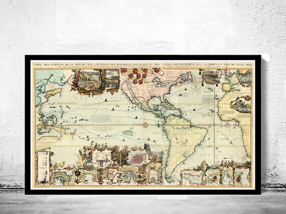 Old World Map 1719 Vintage Map New Discoveries Vintage - Etsy
