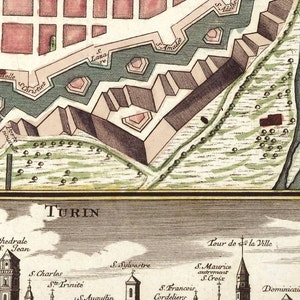 Old Map of Turin Torino Italy Italia 1750 Vintage Poster Wall Art Print ...