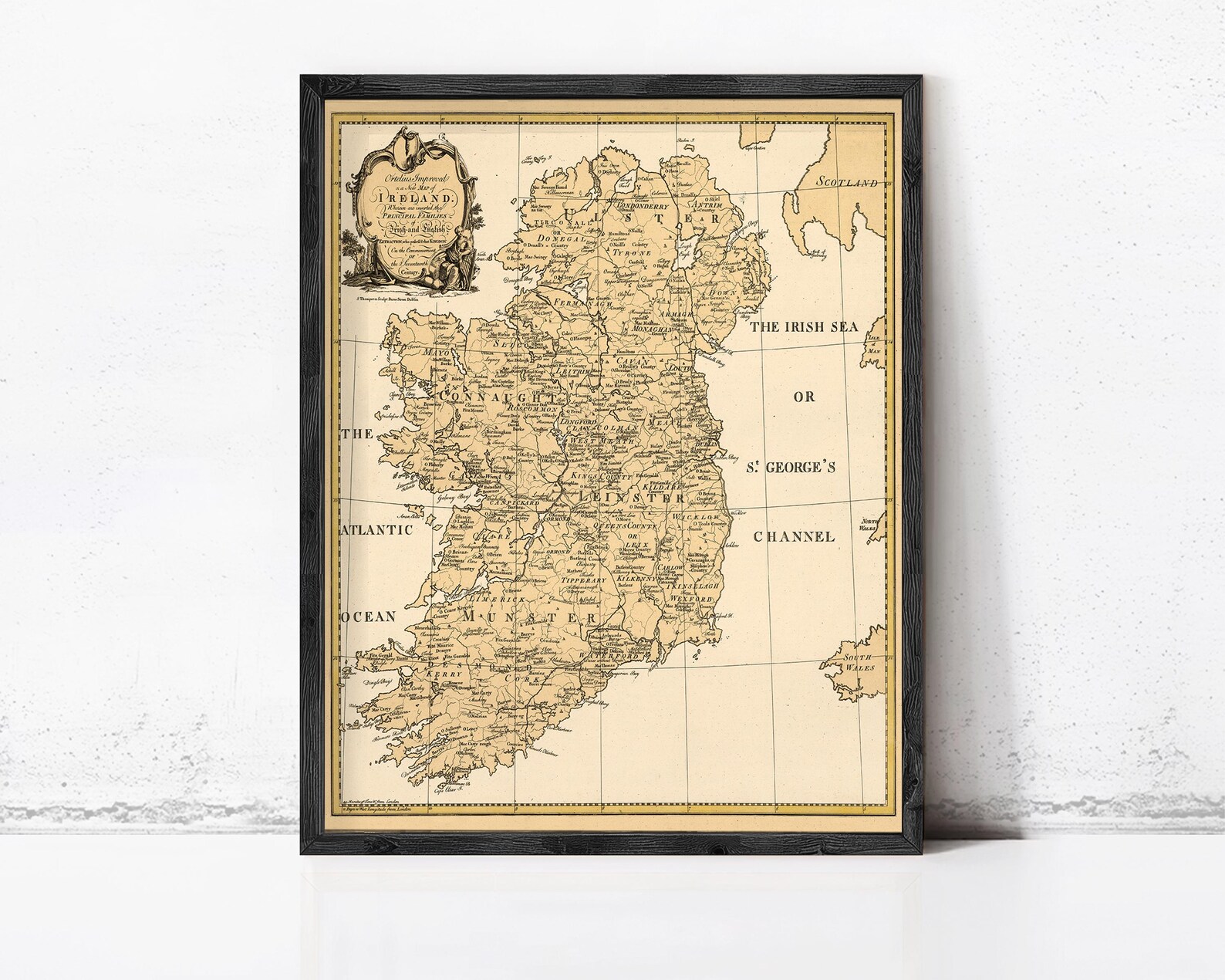 Irish Surname Map 1795 Old Ireland Family Names Map Poster | Wall Map ...