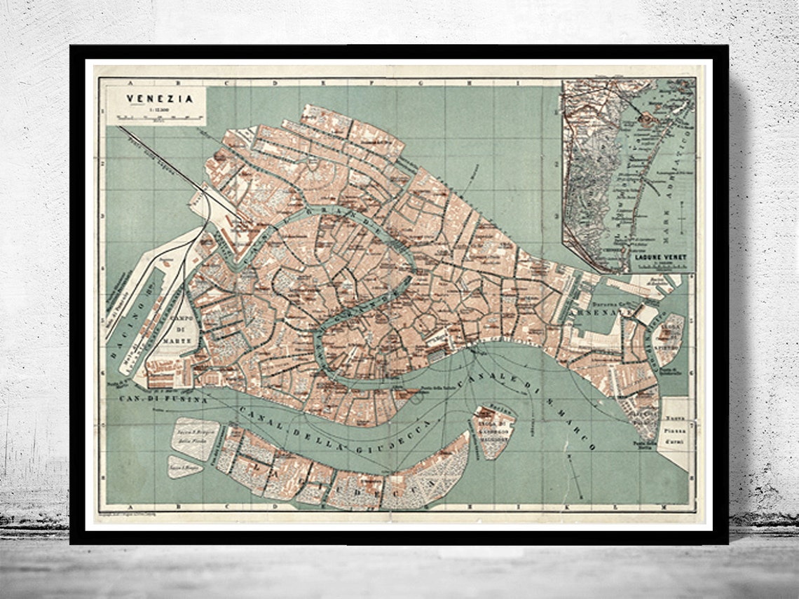 Old Map of Venice Italy 1886 Vintage Map Vintage Poster Wall - Etsy