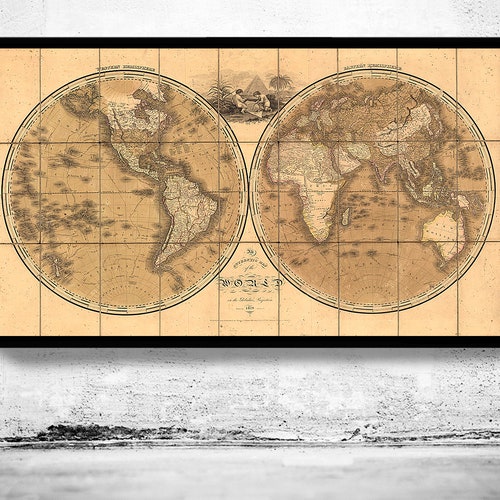 Old Map of the World 1819 World Wall Map Vintage Poster Wall - Etsy UK