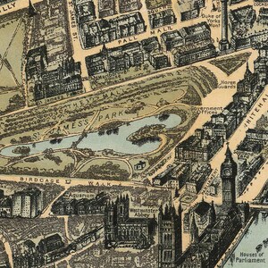 Old Map of London 1892 Birdseye View London Vintage Map | Vintage ...