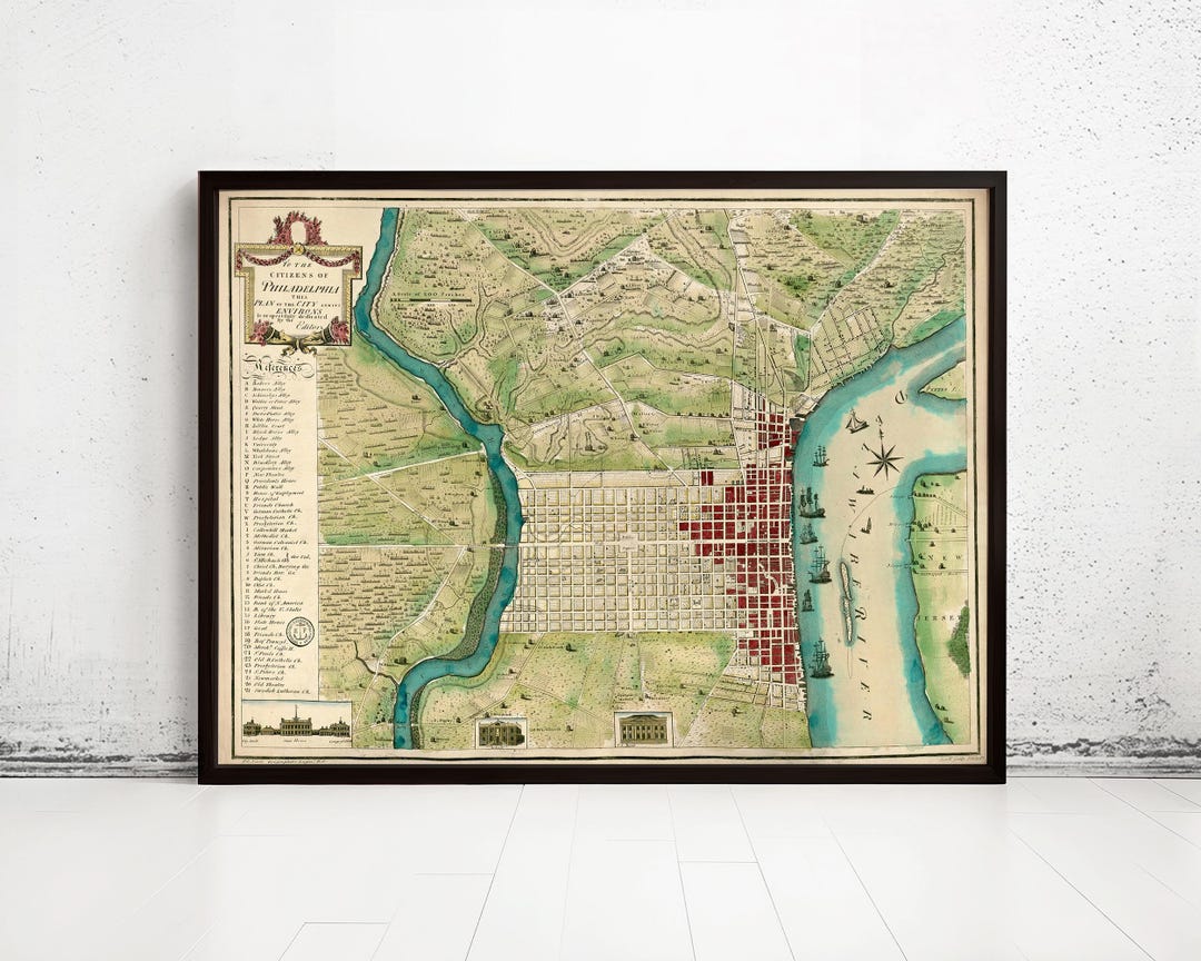 Old Map of Philadelphia 1700 Vintage Map | Vintage Map Wall Art Print ...