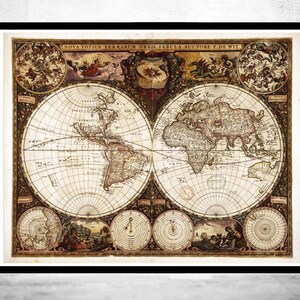 Old World Map 1660 Antique World Map World Map Gift World Map Print ...