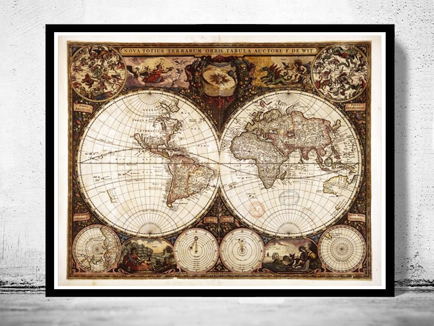 Old World Map 1660 Antique World Map Vintage Poster Wall Art - Etsy Israel