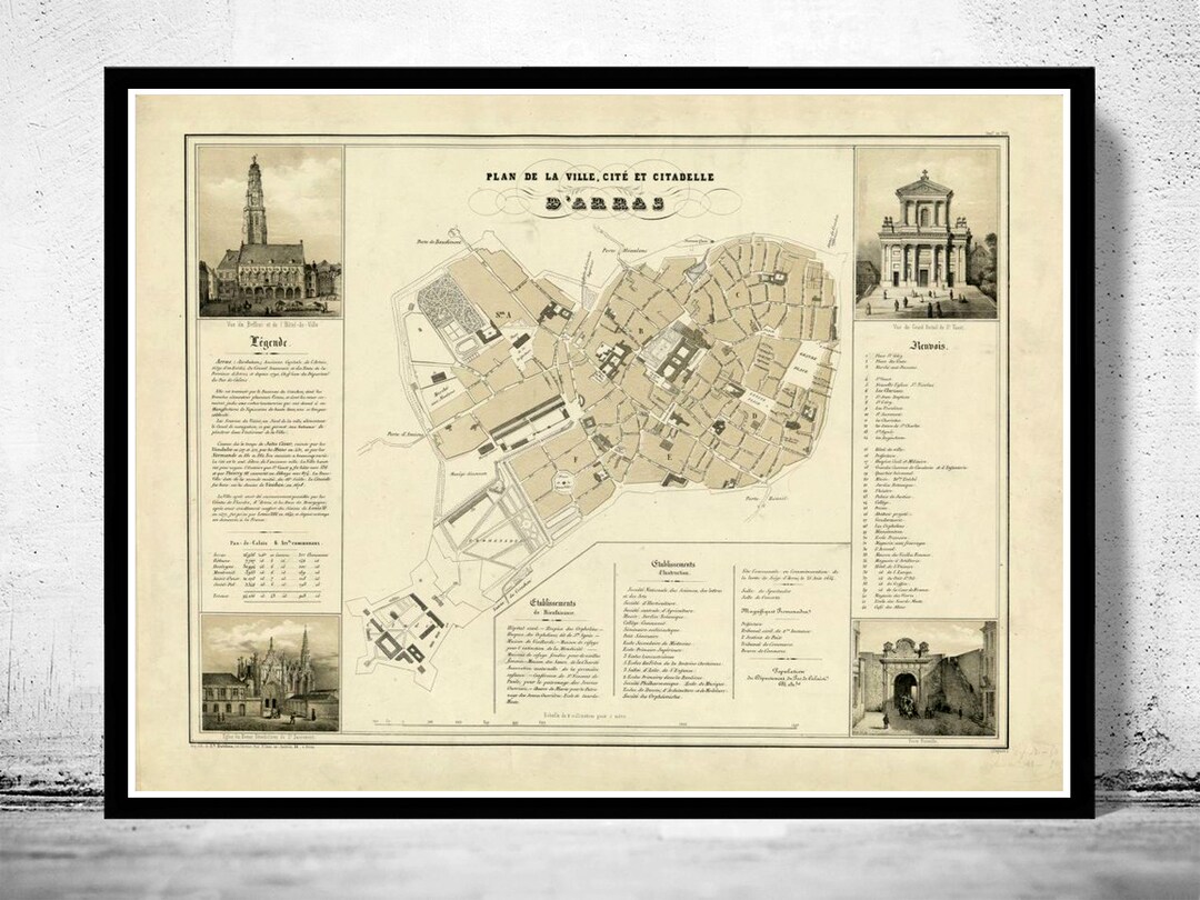 Old Map of Arras France 1894 Vintage Map Vintage Poster Wall - Etsy Canada
