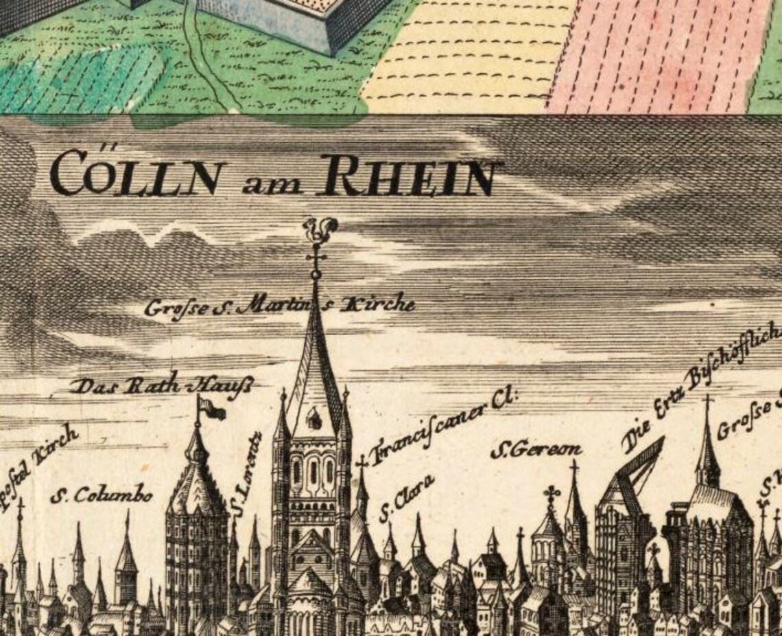 Alte Karte von Koln Köln Deutschland 1740 Vintage Poster | Etsy