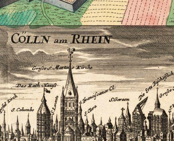 Old Map Of Koln Cologne, Germany 1740 | Vintage Poster Wall Art Print ...