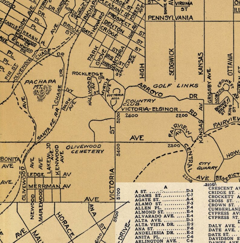 Old Map of Riverside California 1938 Vintage Map Vintage - Etsy