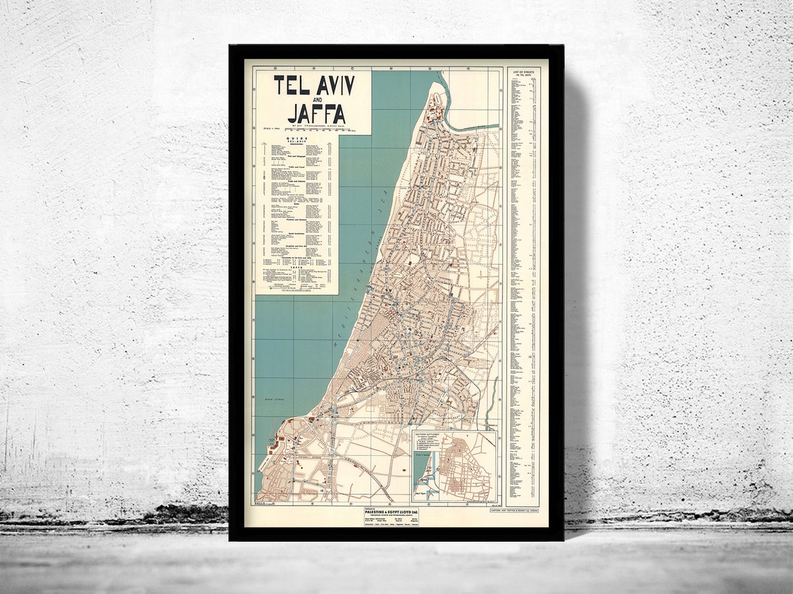 Old Map of Tel Aviv Jaffa Israel 1936 Vintage Map Vintage - Etsy