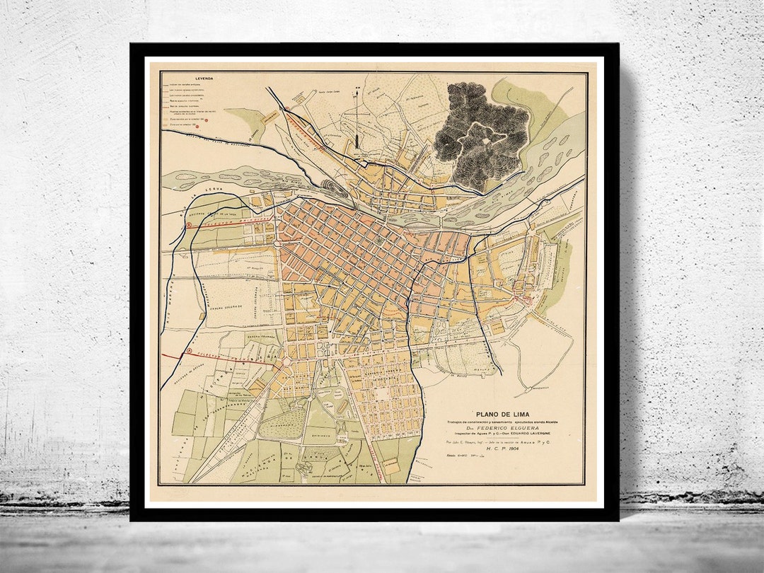 Old Map of Lima Peru 1904 Vintage Poster Wall Art Print - Etsy