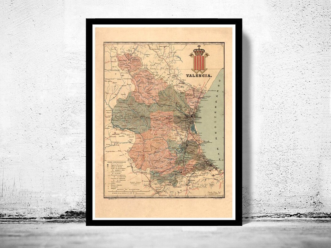 Old Map of Valencia 1900 Spain | Vintage Map Wall Art Print | Large Map ...