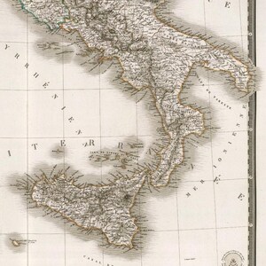 Old Map of Italy 1836, Europe Antique Mediterranean Sea | Vintage Map ...