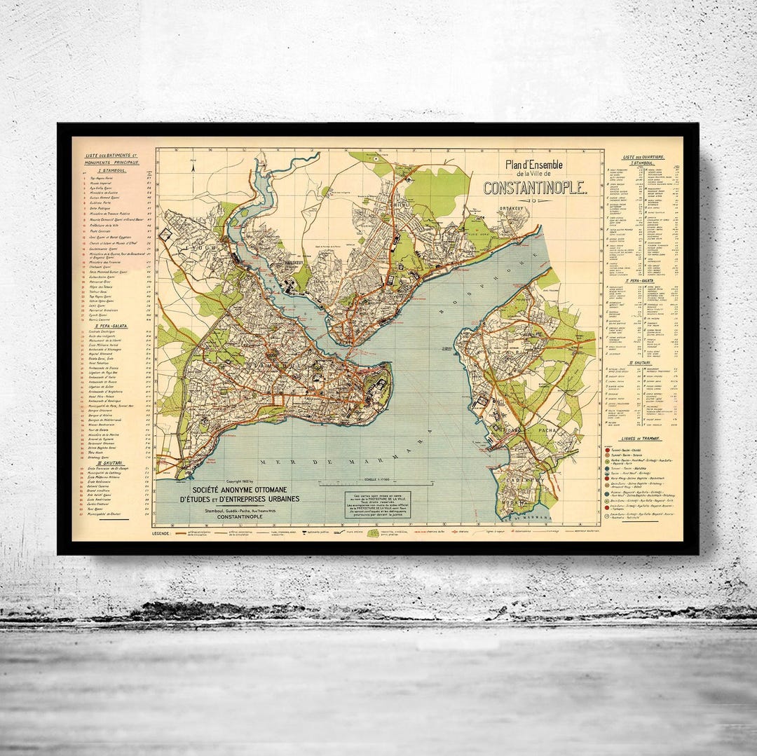 Old Map of Istanbul 1922 Constantinople Turkey Vintage Map | Vintage ...
