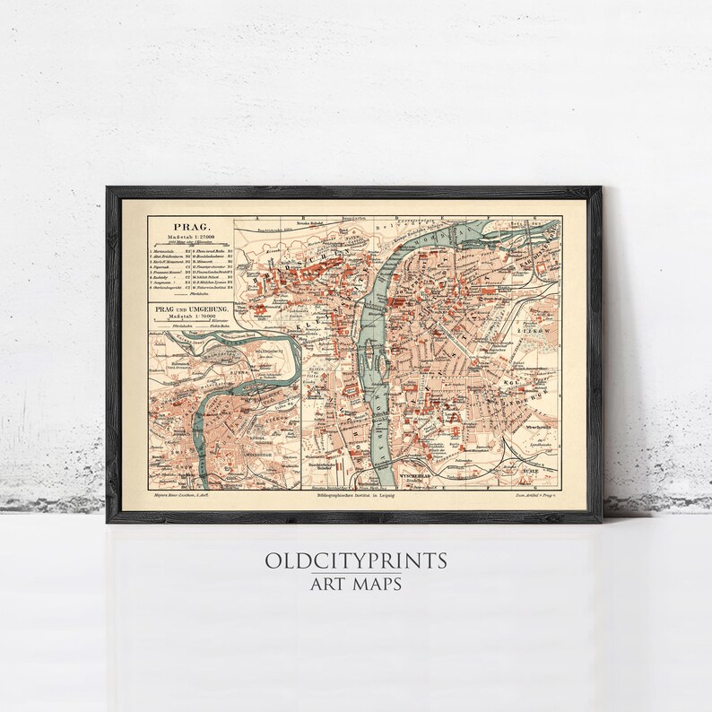 Old Map of Prague 1894 Czech Republic Vintage Map | Wall Map Print - Etsy